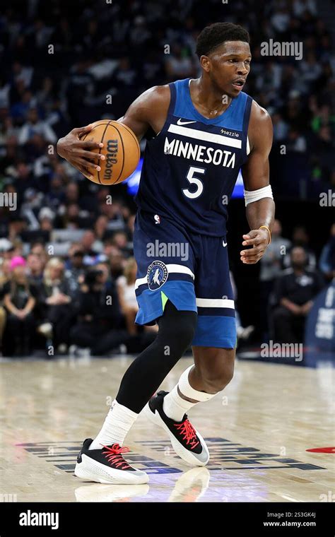 Minnesota Timberwolves Guard Anthony Edwards 5 Dribbles The Ball