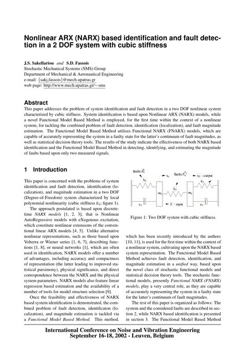 Pdf Nonlinear Arx Narx Based Identification And Fault Detec Tion