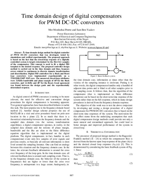 Pdf Time Domain Design Of Digital Compensators For Pwm Dc Dc Converters
