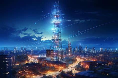 Premium Photo Cellular Telecommunication Tower Network Generative Ai