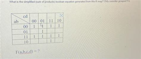 solved what is the simplified sum of products boolean