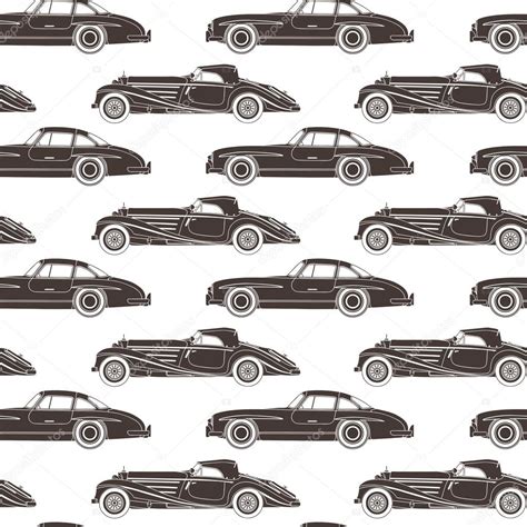 Silhouette History Cars Silhouette Of Vintage Cars Pattern — Stock