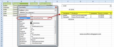 el ancho de las columnas en un listbox o combobox columnwidths excel foro un blog de excel