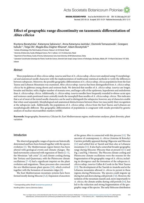 pdf effect of geographic range discontinuity on taxonomic