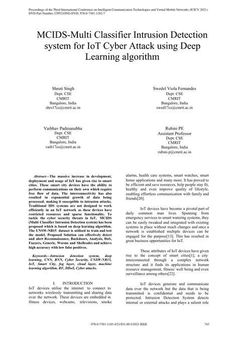 Pdf Mcids Multi Classifier Intrusion Detection System For Iot Cyber Attack Using Deep Learning
