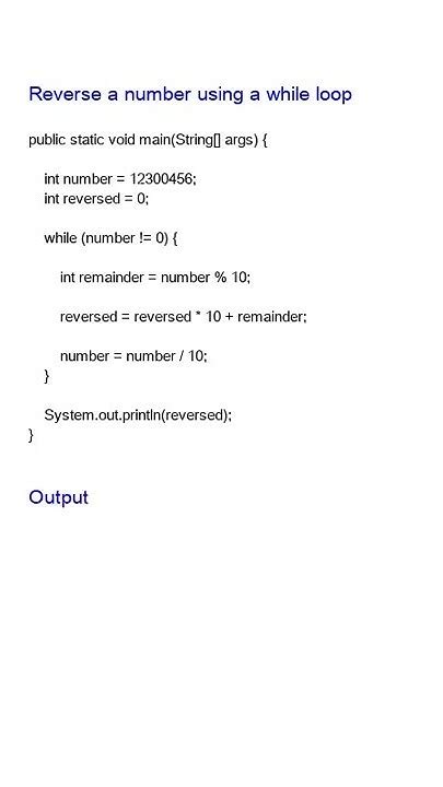Reverse A Number Using Java Youtube