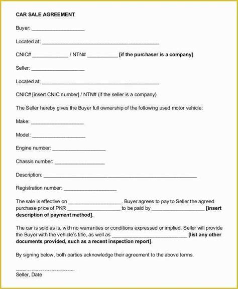 Vehicle Loan Contract Template