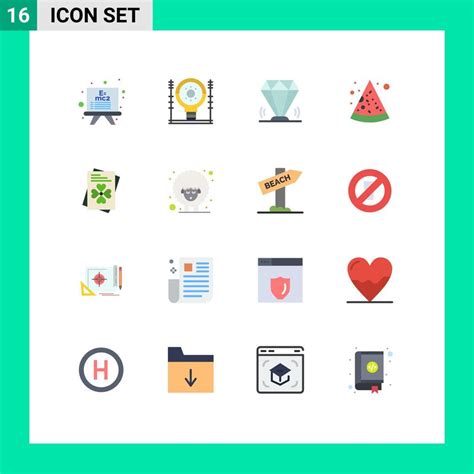 Set Of 16 Modern Ui Icons Symbols Signs For World Pizza Diamond Food Jewel Editable Pack Of
