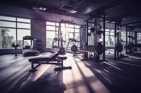 A Modern Fitness Centre With Sports Equipment And Exercise Machines