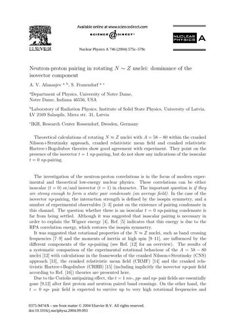 Pdf Neutron Proton Pairing In Rotating N ∼ Z Nuclei Dominance Of The