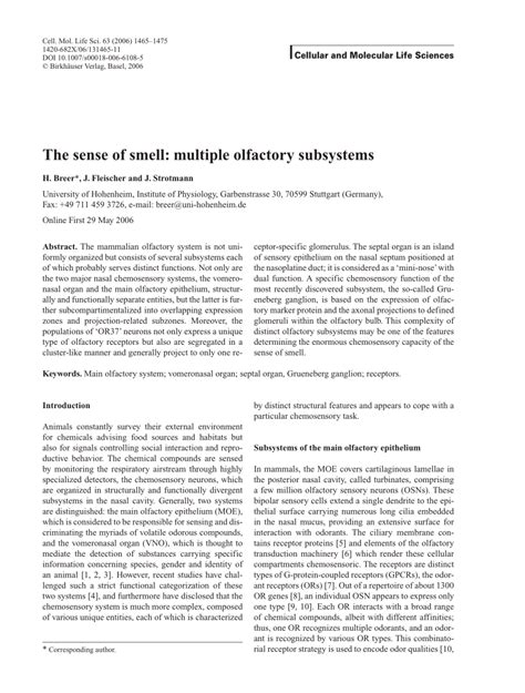 Pdf Signaling In The Chemosensory Systems