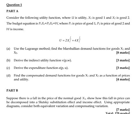 Solved Consider The Following Utility Function Where U Is Chegg Com