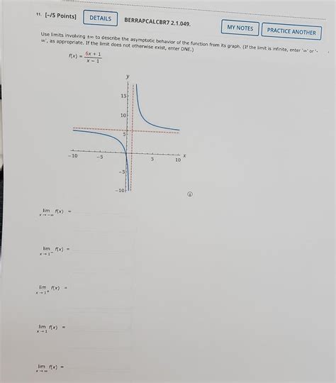 solved use limits involving ±∞ to describe the asymptotic