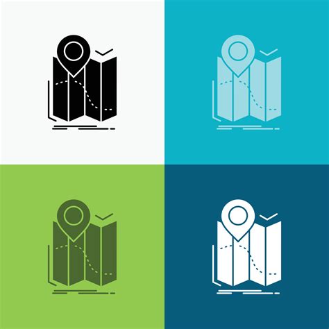 Gps Location Map Navigation Route Icon Over Various Background Glyph Style Design Designed