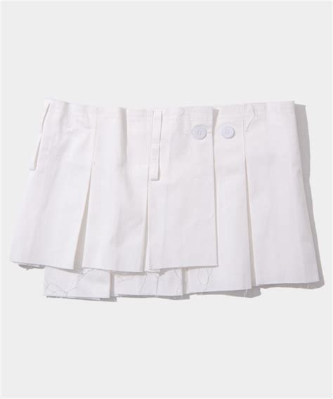 플레이스스튜디오 플리츠 플레어 컷 오프 마이크로 미니 레이어드 스커트 아이보리 위시버킷