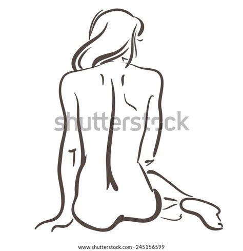 Vector Illustration Naked Female Sitting Back Stock Vector Royalty Free Shutterstock