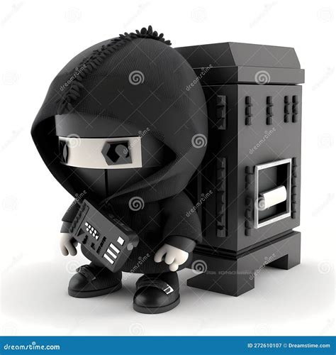 Tiny Hacker Bank Robbery Character Generative Ai Stock Illustration Illustration Of People