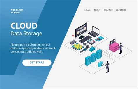 클라우드 데이터 스토리지 서버 프로그래머의 그림 방문 페이지 전단지 인포그래픽 및 기타 그래픽 관련 자산벡터에 적합 3차원 형태에 대한 스톡 벡터 아트 및 기타 이미지