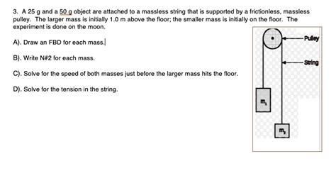 Solved A 25 G And A 50 G Object Are Attached To Massless String That