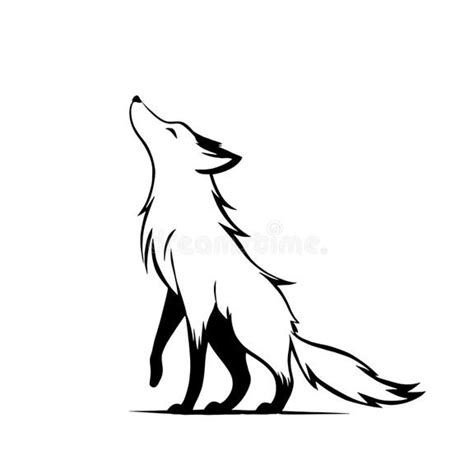 Coyote Coyote Simple Black And White Line Art Vector Logo Stock Vector
