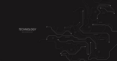 Premium Vector Grey Circuit Connection On Black Background Hightech