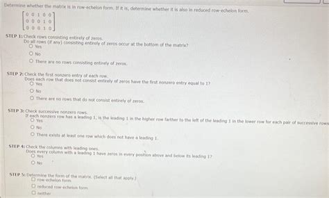 Solved Determine Whether The Matrix Is In Row Echelon Form