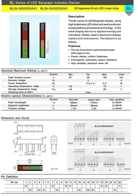 Taidacent 28 Segment Led Bar Graph Meter Digital Level Indicator For