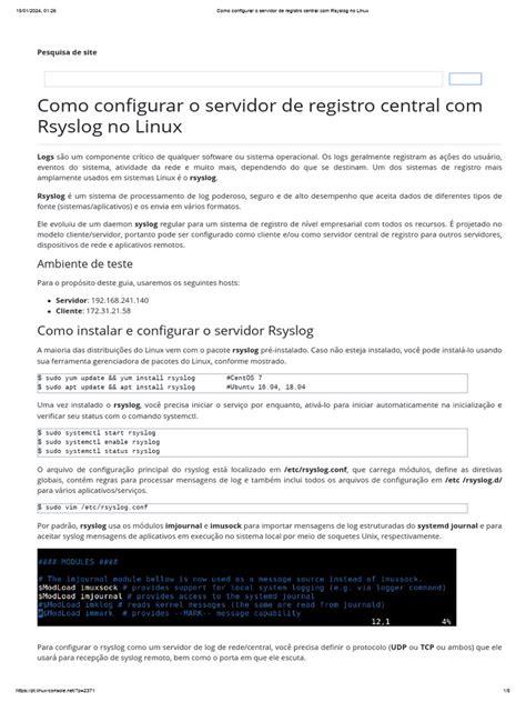 Como Configurar O Servidor De Registro Central Com Rsyslog No Linux Pdf Servidor