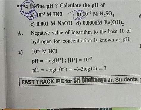 Negative Value Of Logarithm To The Base 10 Of Hydrogen Ion Concentration
