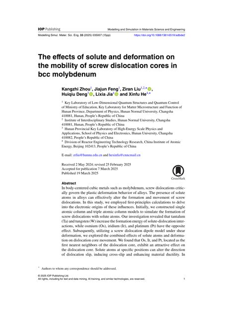 The Effects Of Solute And Deformation On The Mobility Of Screw Dislocation Cores In Bcc