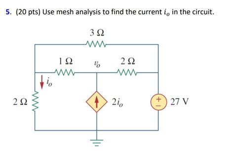 Solved Pts Use Mesh Analysis To Find The Current Io Chegg