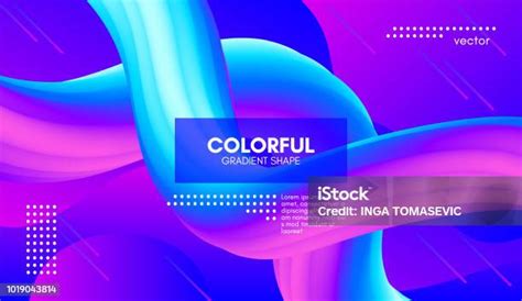 화려한 웨이브 그라데이션 모양입니다 추상적인 3d 배경입니다 0명에 대한 스톡 벡터 아트 및 기타 이미지 0명 네온 디자인 Istock