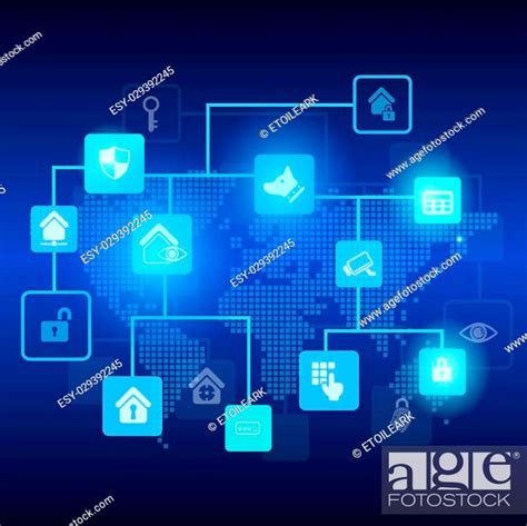 Security Concept Globe Dot World Map With Security Icon Stock Vector