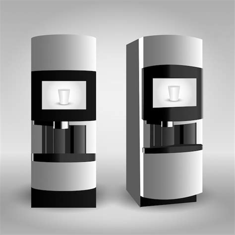 회색 배경에 커피 자동 판매기 프리미엄 벡터