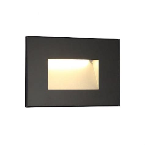Led Recessed Wall Light Or Step Light With Rectangular Black Glass