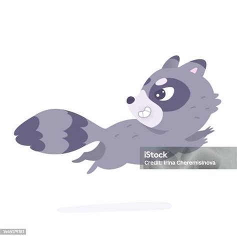 트레일에서 도망치는 귀여운 너구리 발 꼬리를 가진 털복숭이 너구리 캐릭터의 초상화 겁먹은에 대한 스톡 벡터 아트 및 기타 이미지 겁먹은 귀여운 꼬리 Istock