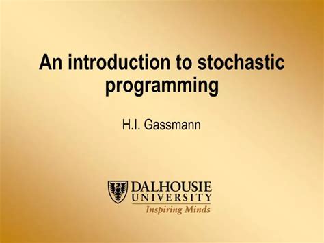PPT An Introduction To Stochastic Programming PowerPoint Presentation