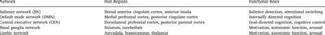 Summary Of Core Intrinsic Functional Networks Download Table