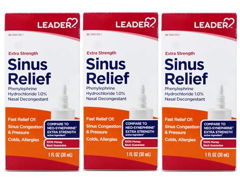 Leader Extra Strength Sinus Relief Fast Acting Sinus Decongestant Nasal Congestion Relief