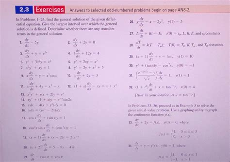 solved answers to selected odd numbered problems begin on