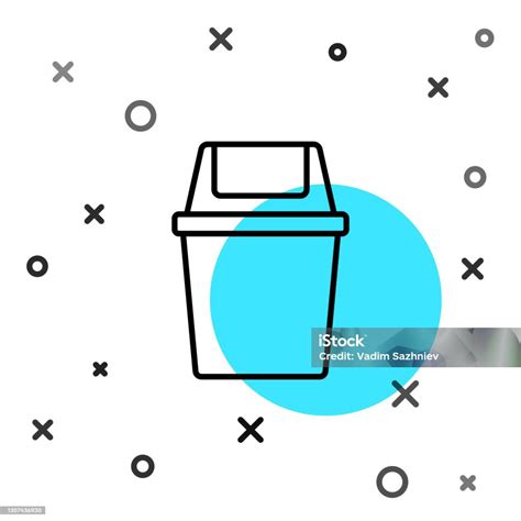 검은 색 줄 휴지통은 흰색 배경에 격리 아이콘 수 있습니다 쓰레기통 표지판 바구니 아이콘을 재활용합니다 사무실 휴지통 아이콘입니다 임의동적 모양 벡터 0명에 대한 스톡 벡터