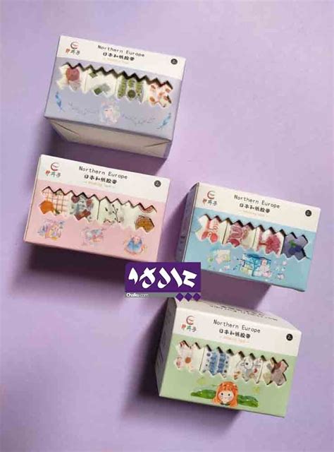 چسب نواری رنگی طرح دار جنس کاغذی پک 4 عددی