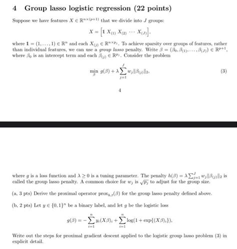 Solved 4 Group Lasso Logistic Regression 22 Points Suppose