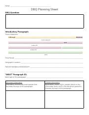 DBQ Planning Sheet Pdf Name DBQ Planning Sheet DBQ Question Introductory Paragraph Thesis