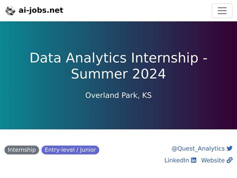Hiring Internship Data Analytics Internship Summer 2024 In Overland Park Ks Raimljobs