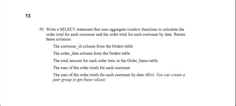 Solved 50 Write A Select Statement That Uses Aggregate