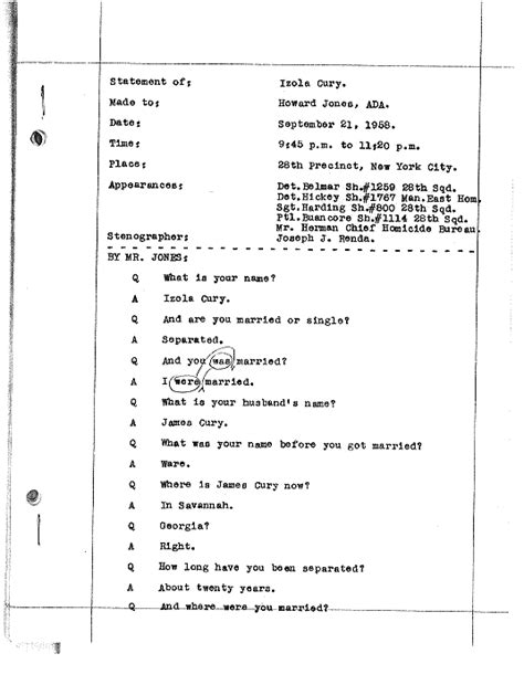 Nypd Interrogation Of Izola Ware Curry The Smoking Gun