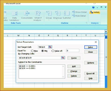 Use Of Solver Command And Setting Target Cells Download Scientific