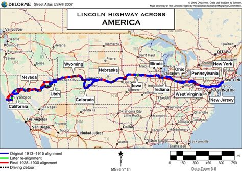 Official Map Of The Lincoln Highway Us Highway 20 Map Lincoln