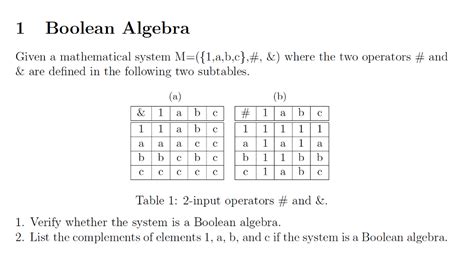 Solved 1 Boolean Algebra Given A Mathematical System M